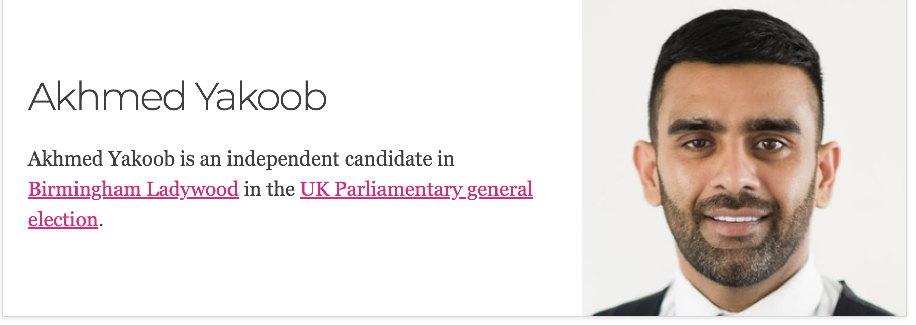 MP Candidate Akhmed Yakoob commits to Ladywood Unite 6 asks – Ladywood ...